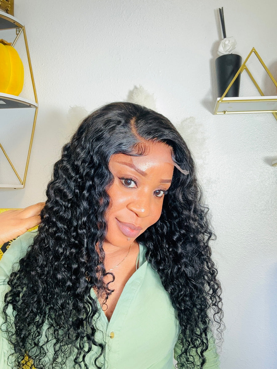 24” DEEP WAVE CURLY HD GLUE-LESS UNIT – Yellow Tag by Vike